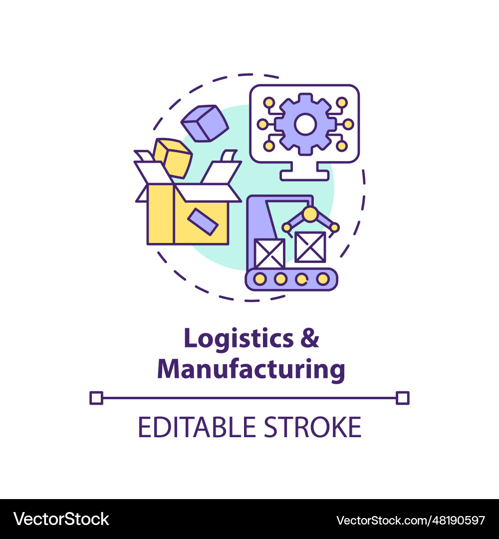 2d logistics and manufacturing line icon concept Vector Image