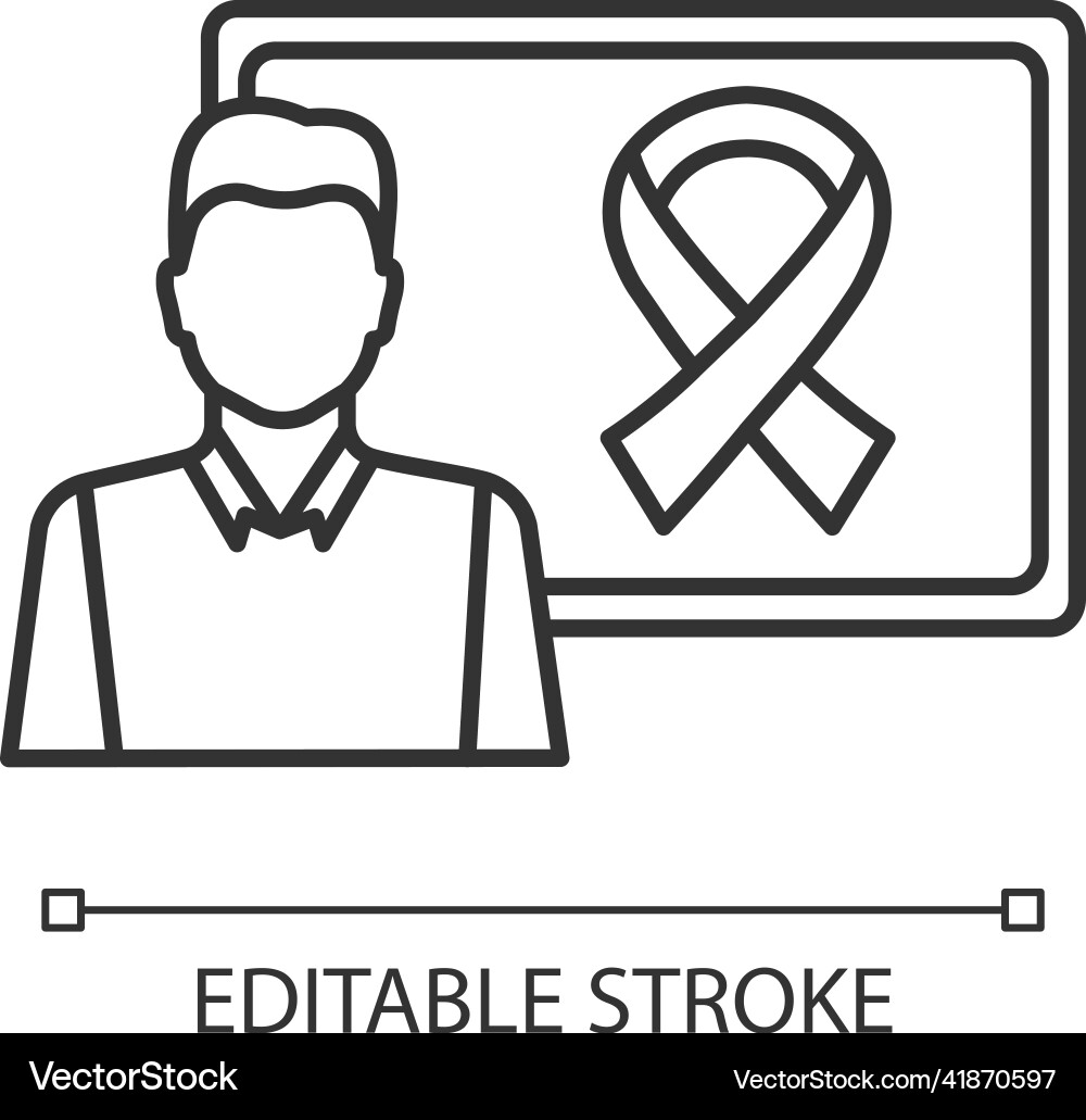 Cancer awareness linear icon Royalty Free Vector Image