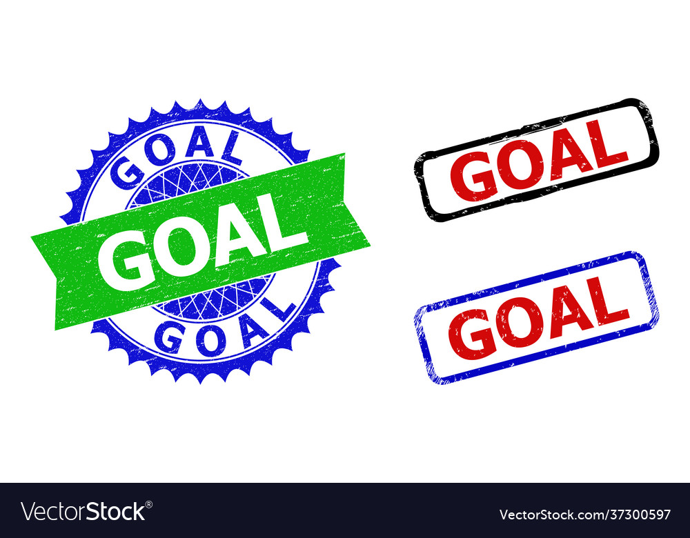 Goal rosette and rectangle bicolor stamp seals Vector Image