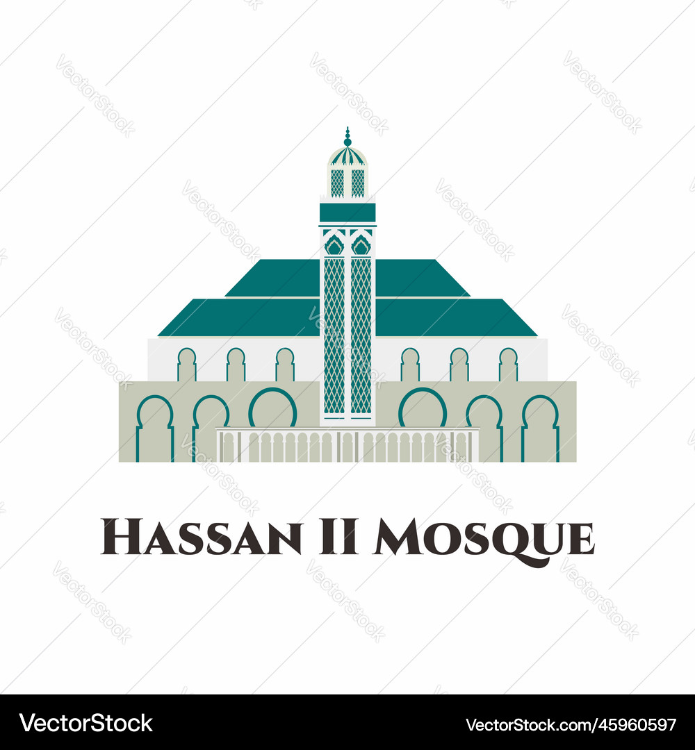 Hassan ii mosque in morocco flat icon Royalty Free Vector