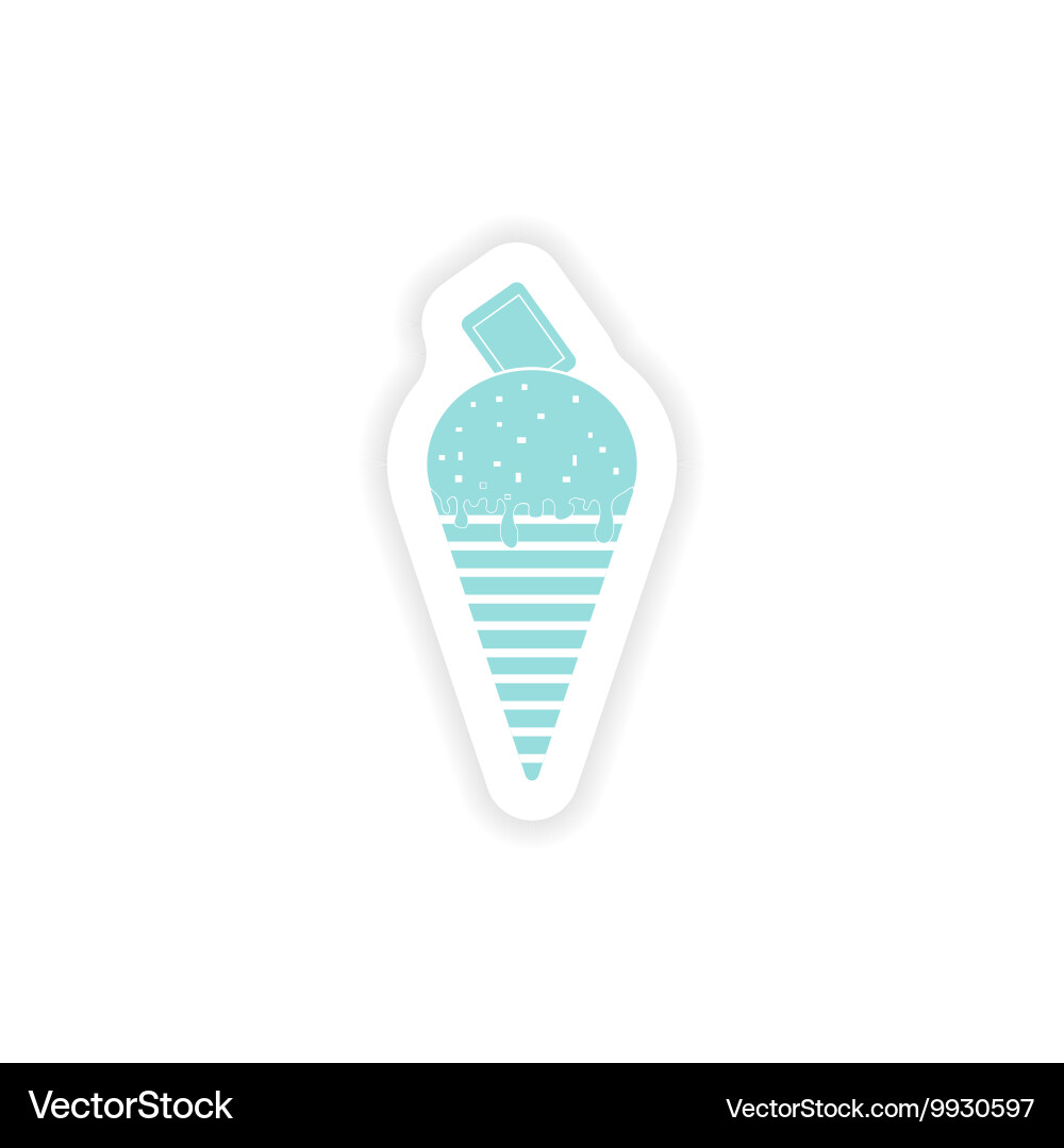 Paper sticker on white background chocolate ice Vector Image