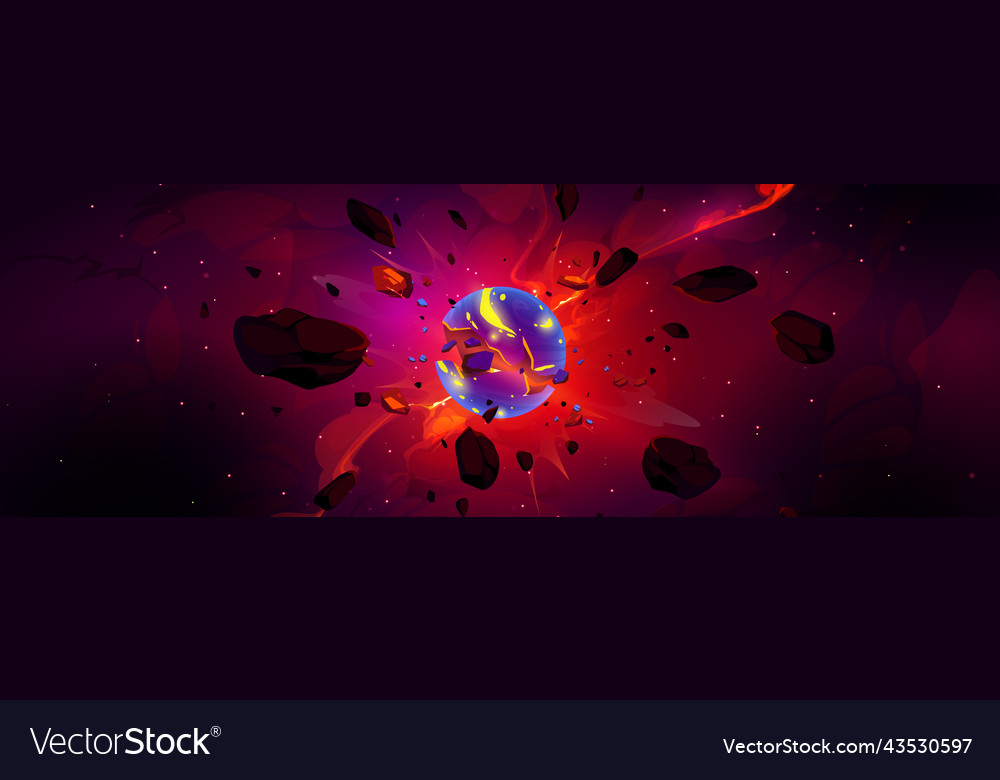 Planet explosion in outer space Royalty Free Vector Image