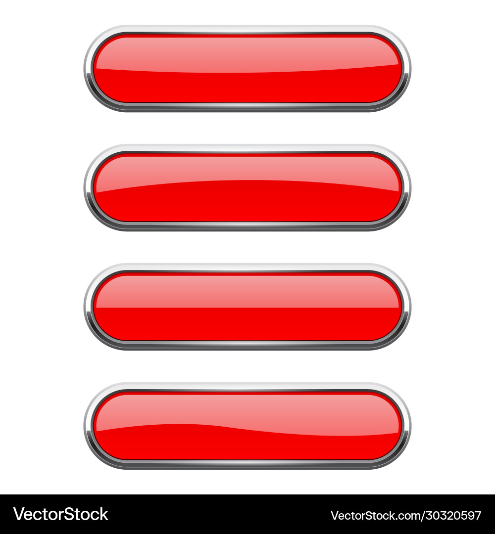 Red glass buttons with metal frame Royalty Free Vector Image