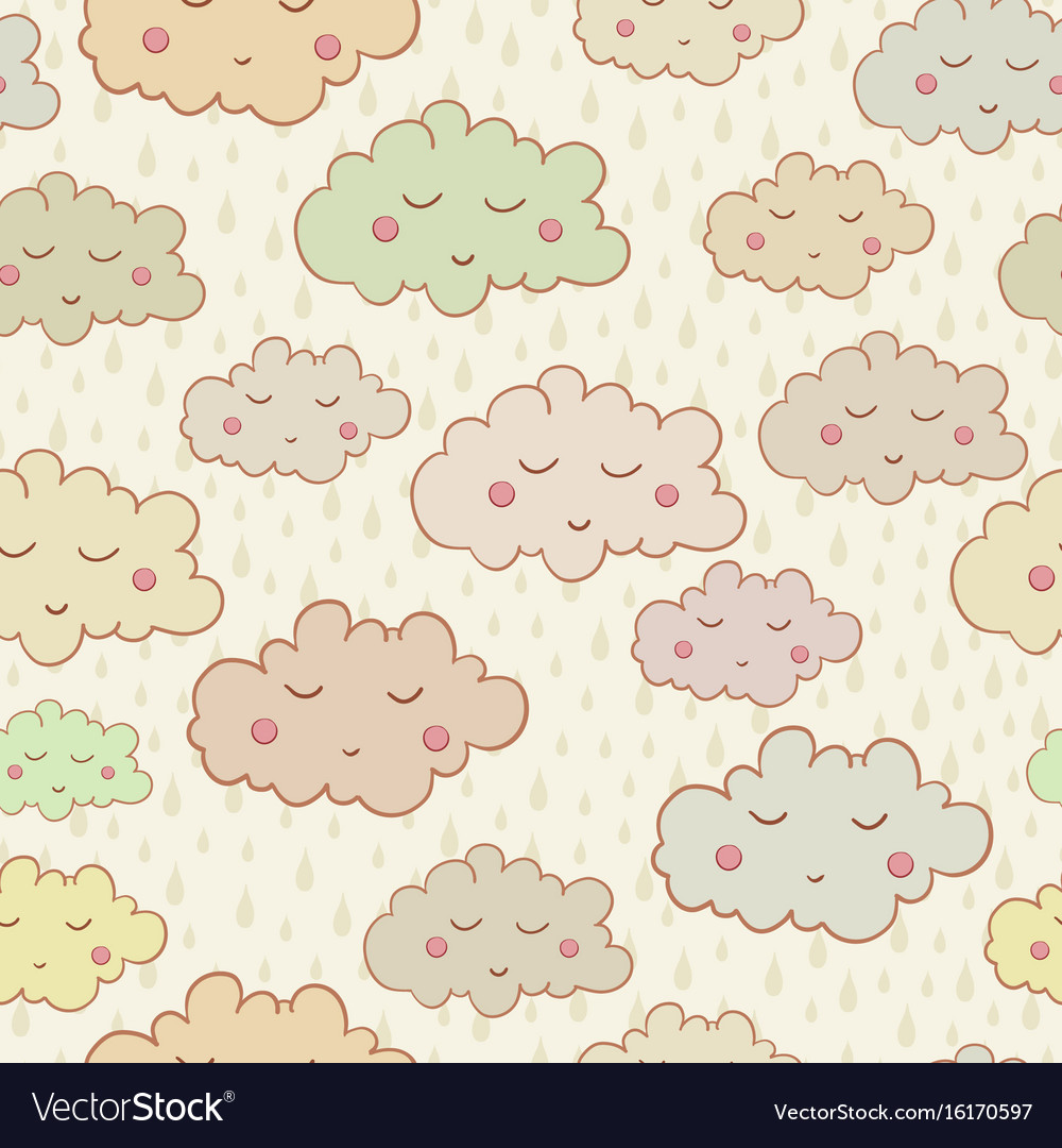 Seamless pattern with cute sleeping clouds Vector Image