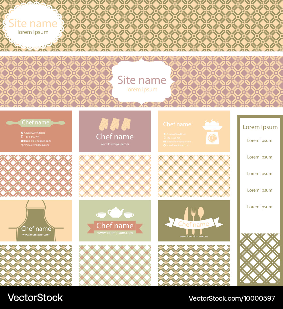 Set business cards and header website Royalty Free Vector