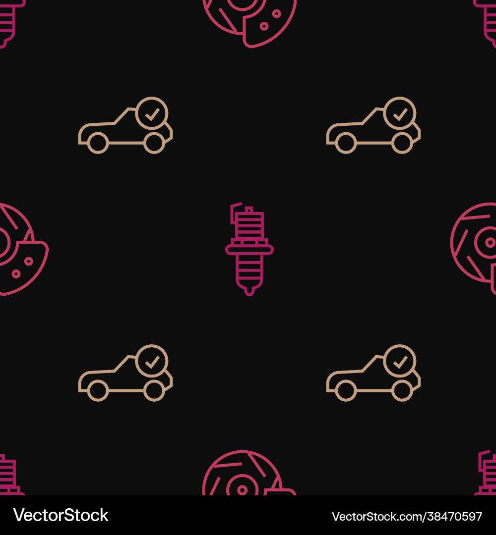 Set line car brake disk with caliper auto service Vector Image