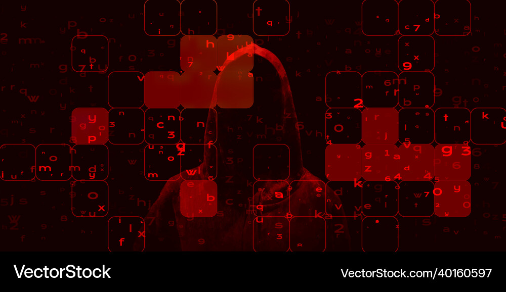 Silhouette of a hacker on background Royalty Free Vector
