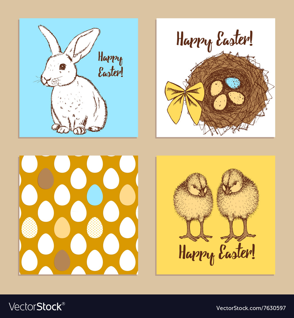 Sketch easter posters set Royalty Free Vector Image