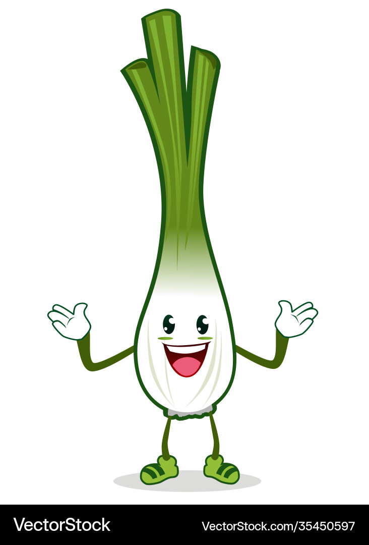 Spring onion vegetable mascot cartoon Royalty Free Vector