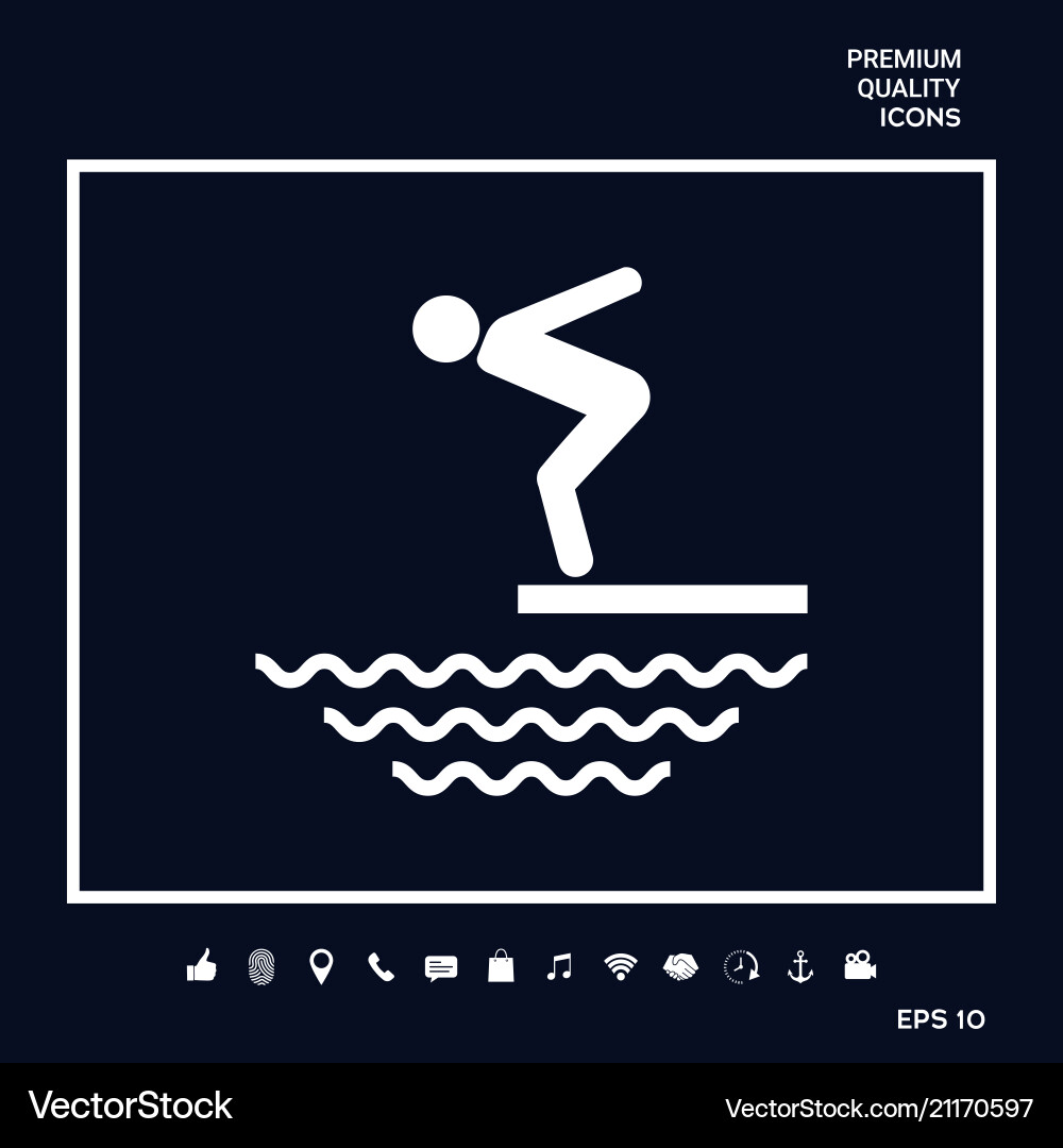 Swimmer on a springboard jumping into the water Vector Image