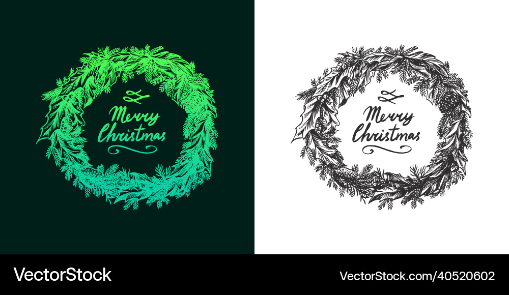 Christmas wreath spruce branches new year Vector Image
