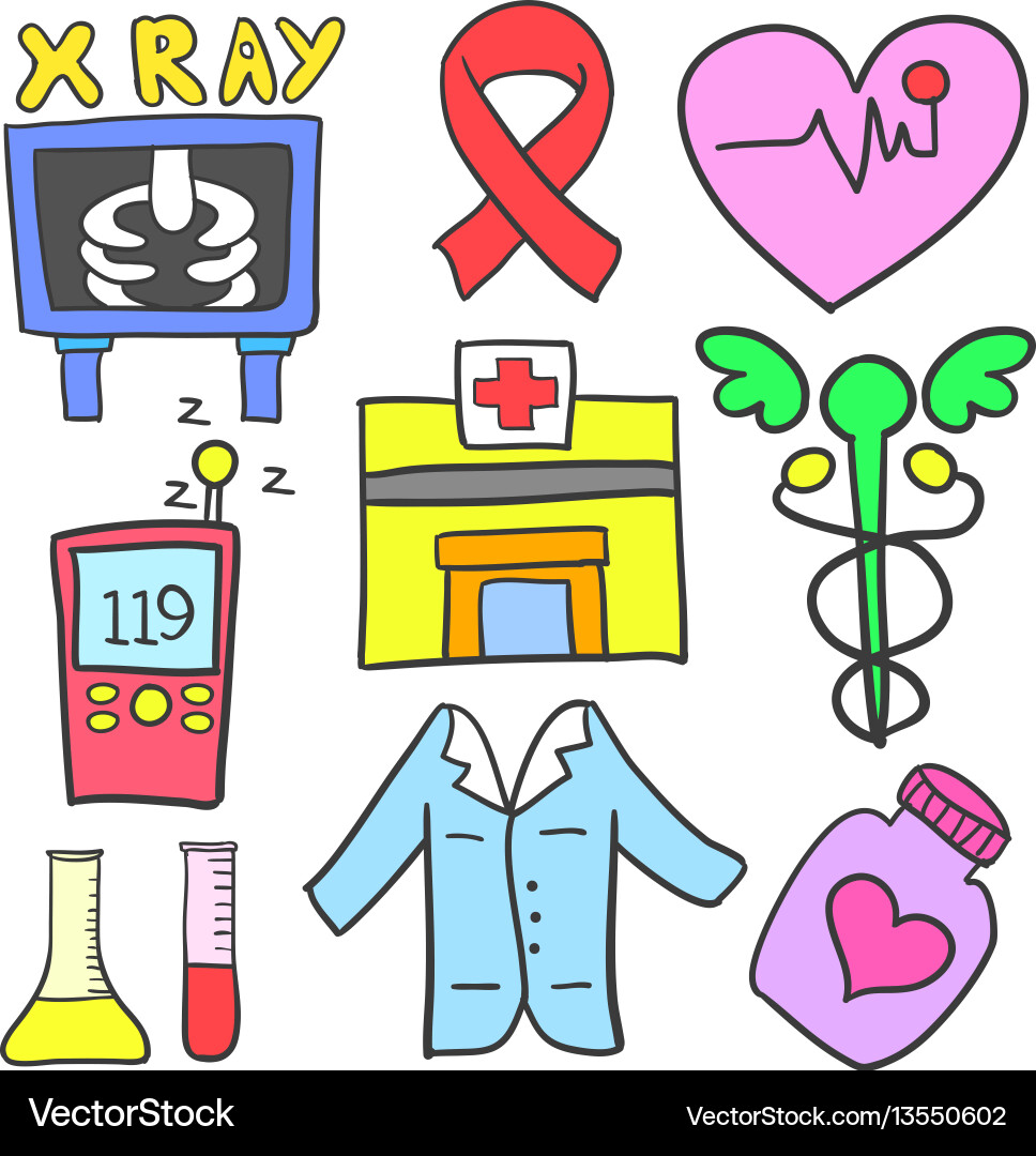 Doodle of medical element collection Royalty Free Vector