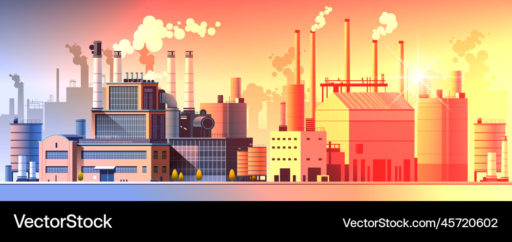 Energy generation plant with chimneys electricity Vector Image