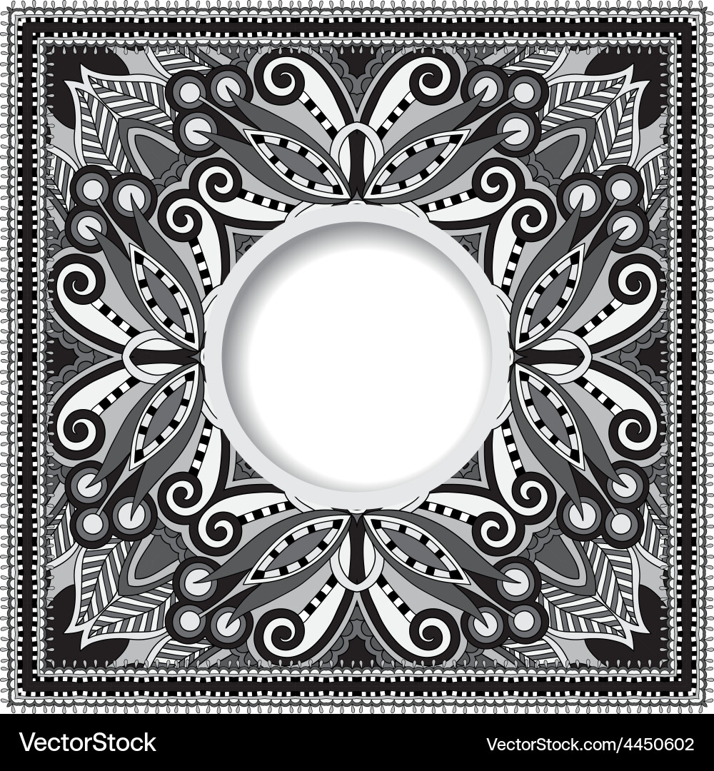 Grey decorative pattern of ukrainian ethnic carpet