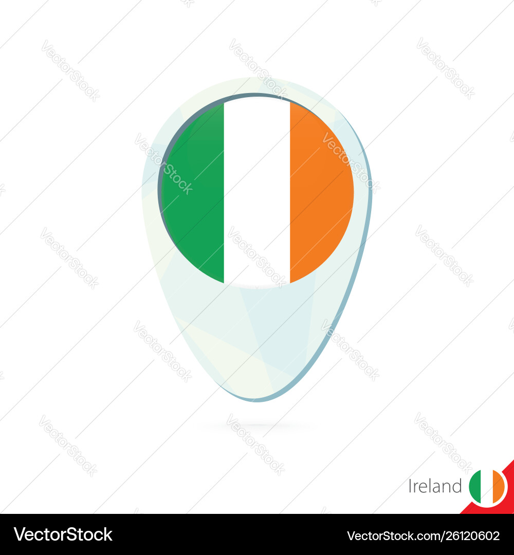 Ireland flag location map pin icon on white Vector Image