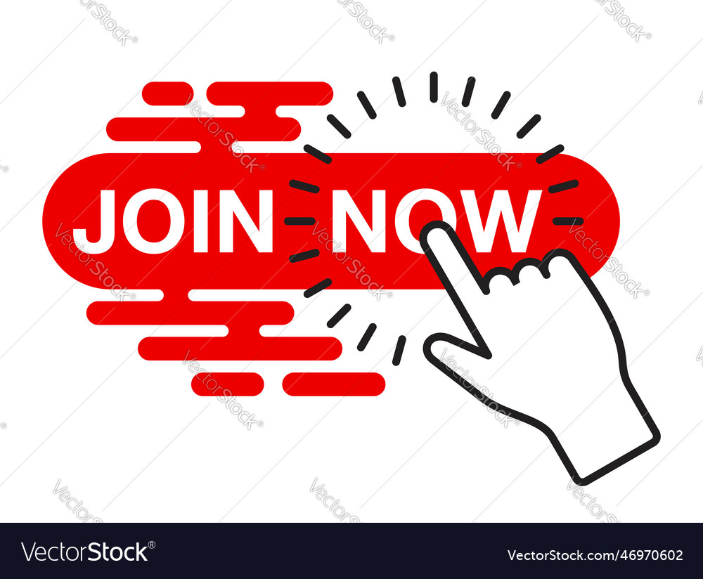 Join us now button - decorative active element Vector Image