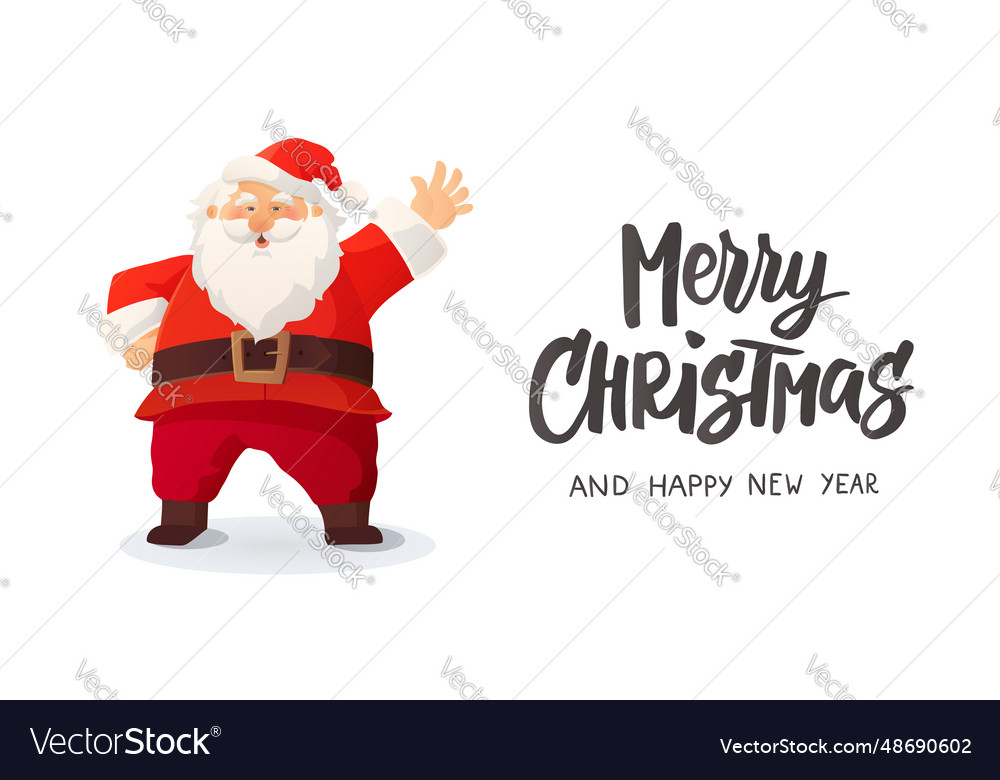Merry christmas card funny cartoon santa claus Vector Image