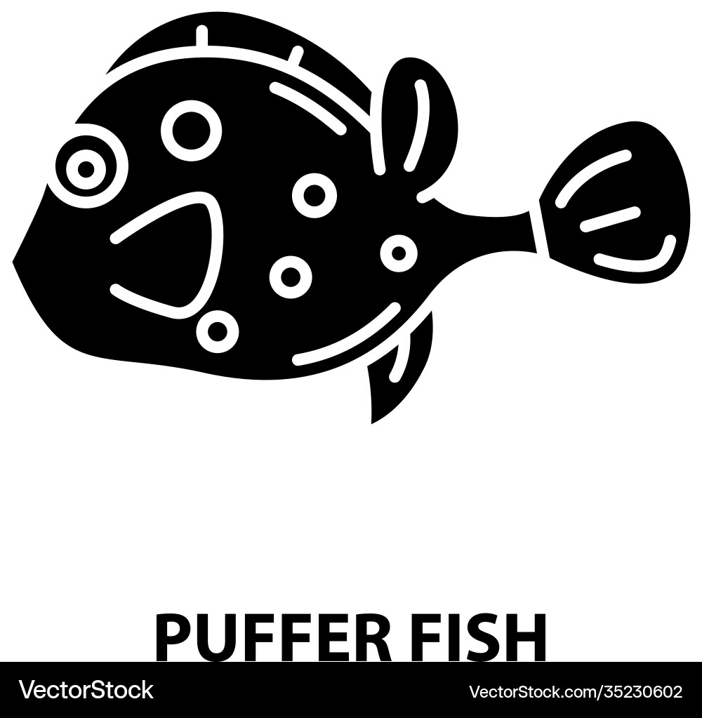 Puffer fish icon black sign with editable Vector Image