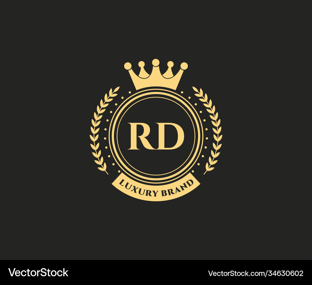 Rd initial letter gold calligraphic feminine Vector Image