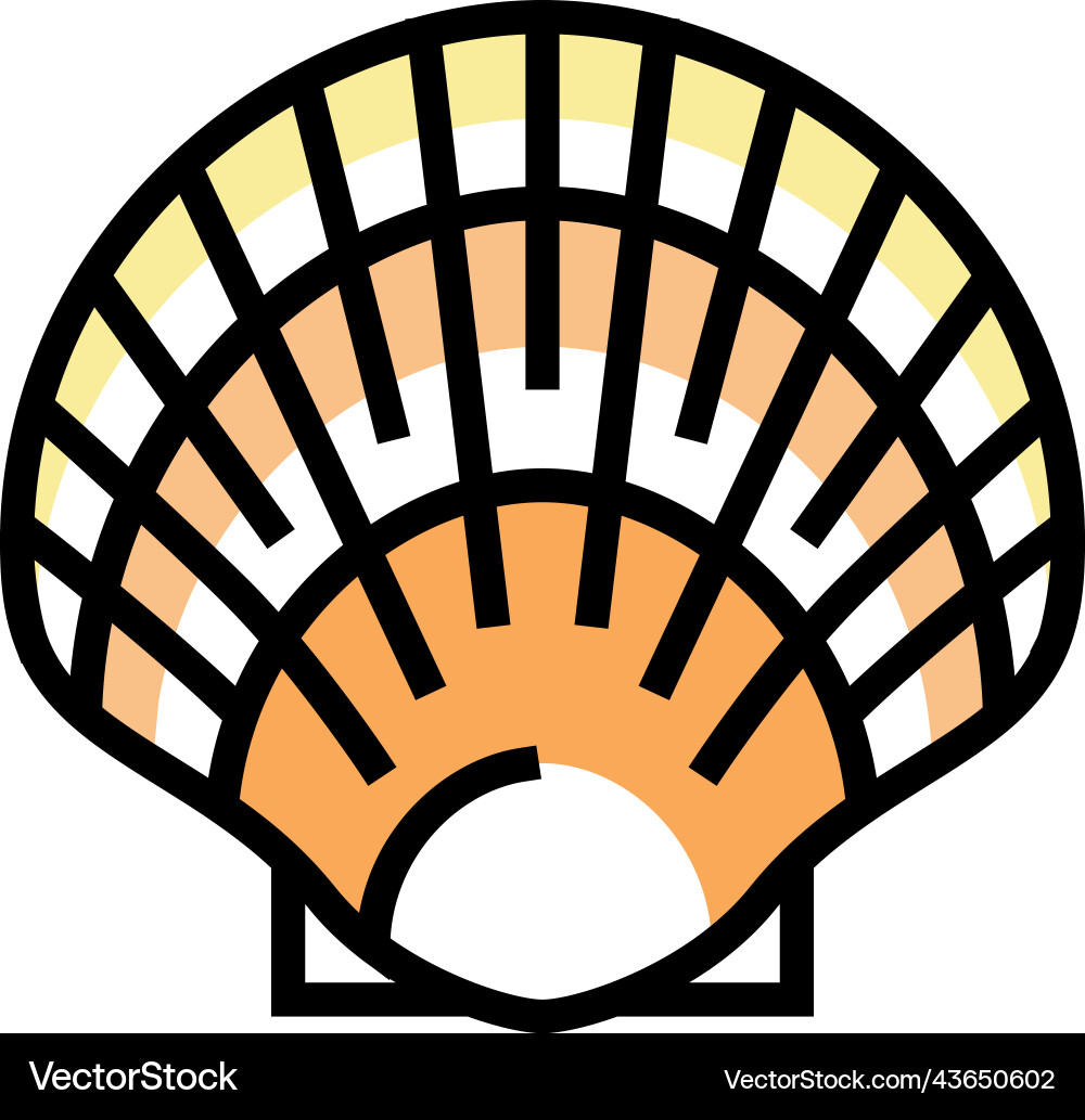 Scallop sea shell beach color icon Royalty Free Vector Image