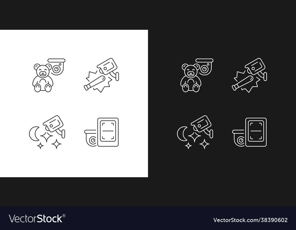 Security monitoring solution linear icons set Vector Image