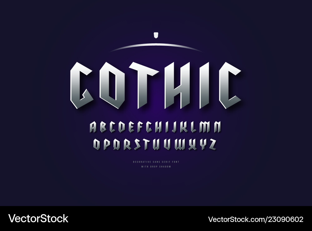 Silver colored and metal chrome sans serif font Vector Image