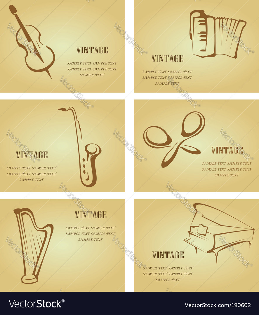 Vintage cards with musical instruments Royalty Free Vector