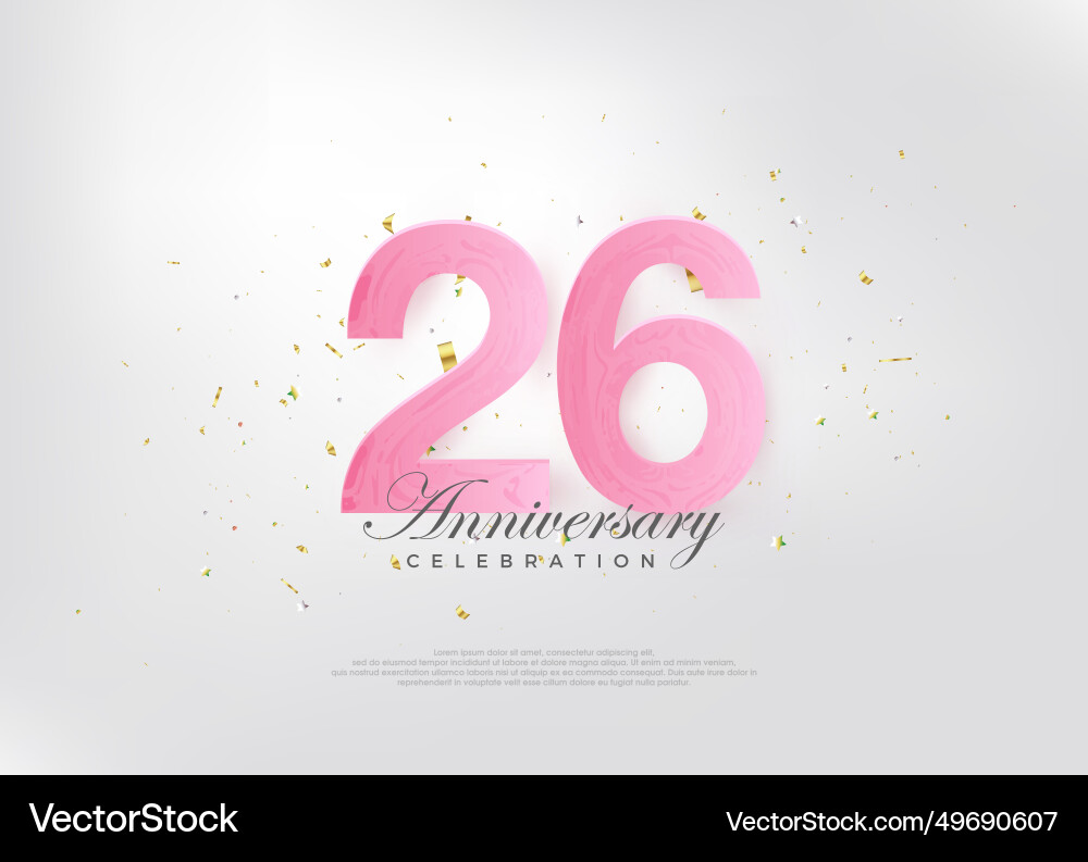 26th anniversary celebration with beautiful pink Vector Image