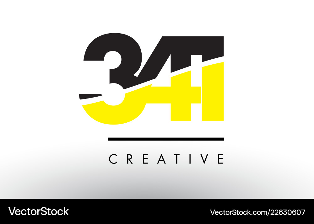 341 black and yellow number logo design Royalty Free Vector