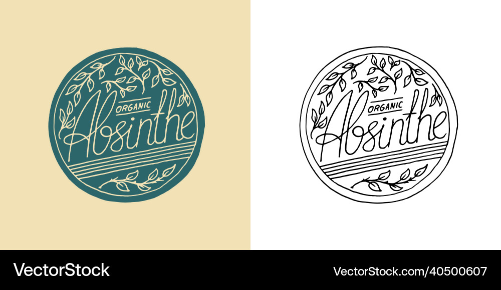 Absinthe label badge strong alcohol logo Vector Image