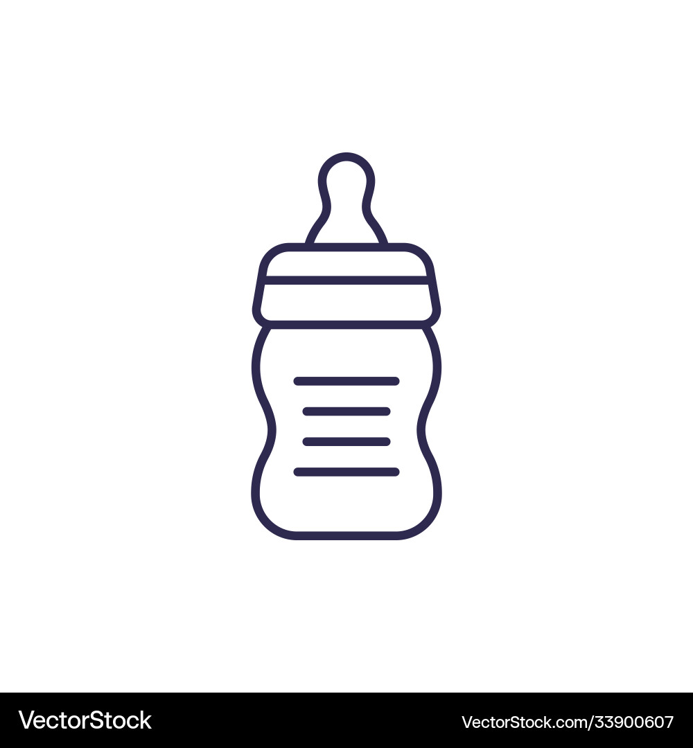 Baby bottle line icon on white Royalty Free Vector Image