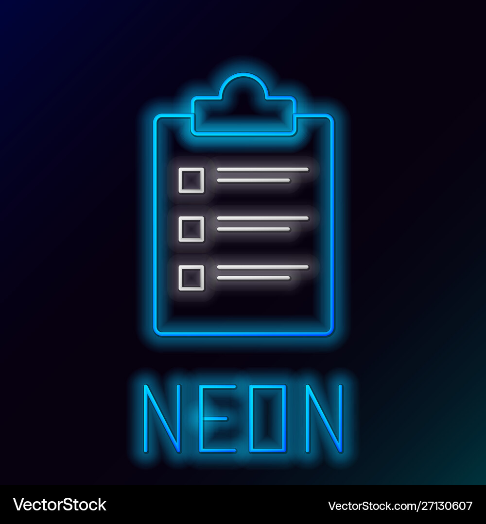 Blue glowing neon line clipboard with checklist Vector Image