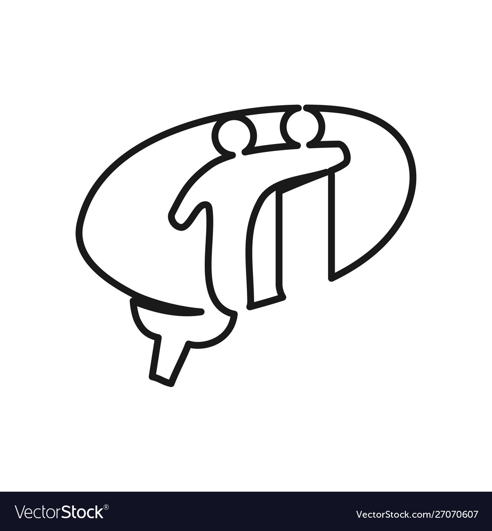 Brain smart commitment teamwork together outline Vector Image