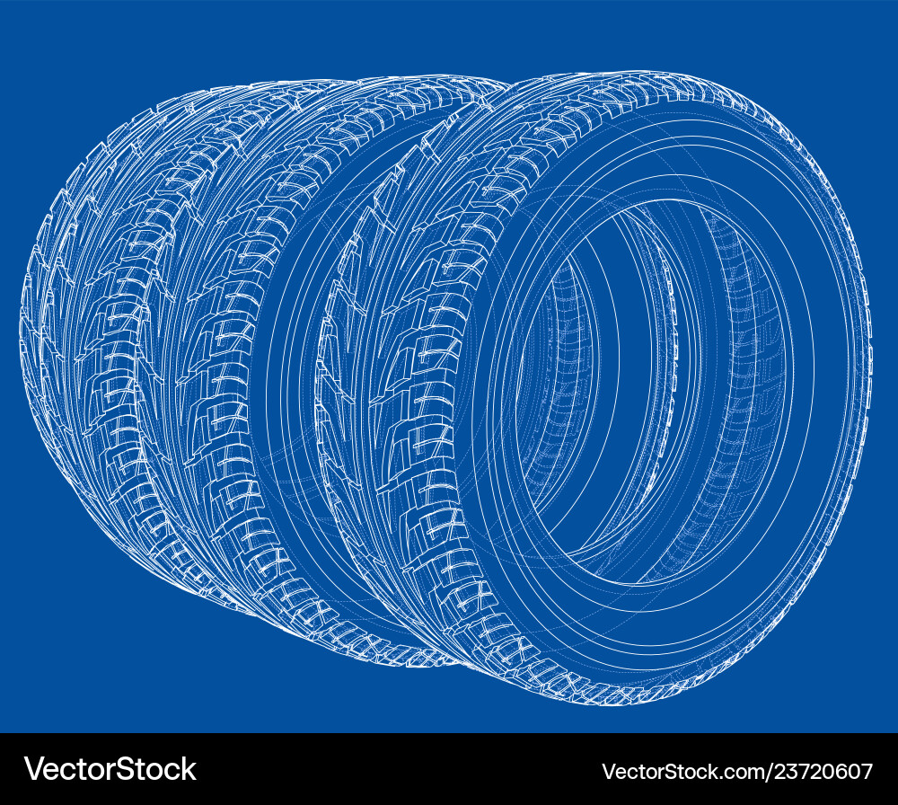 Car tires concept rendering of 3d Royalty Free Vector Image