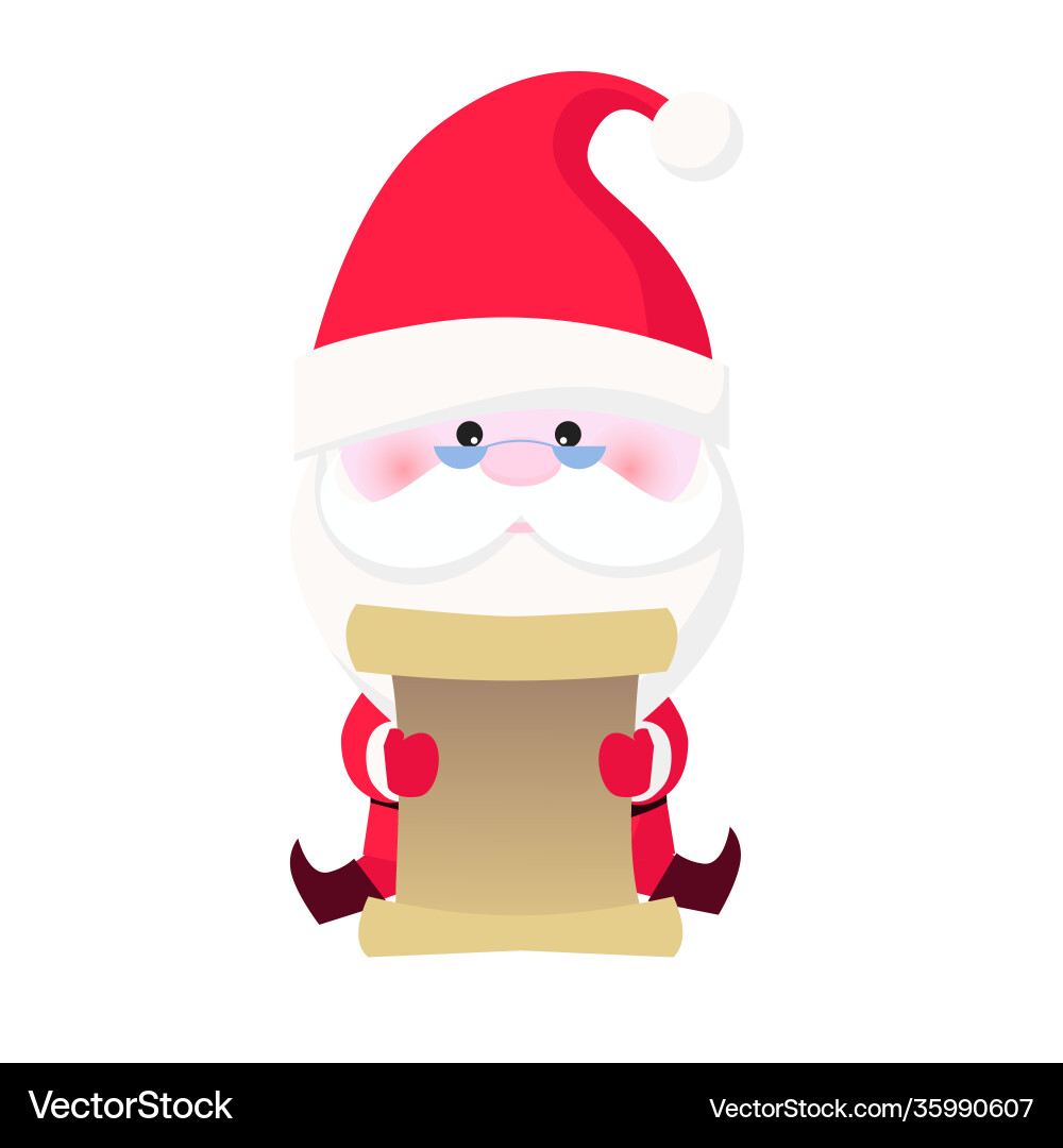 Concentrated santa claus reading gift list Vector Image