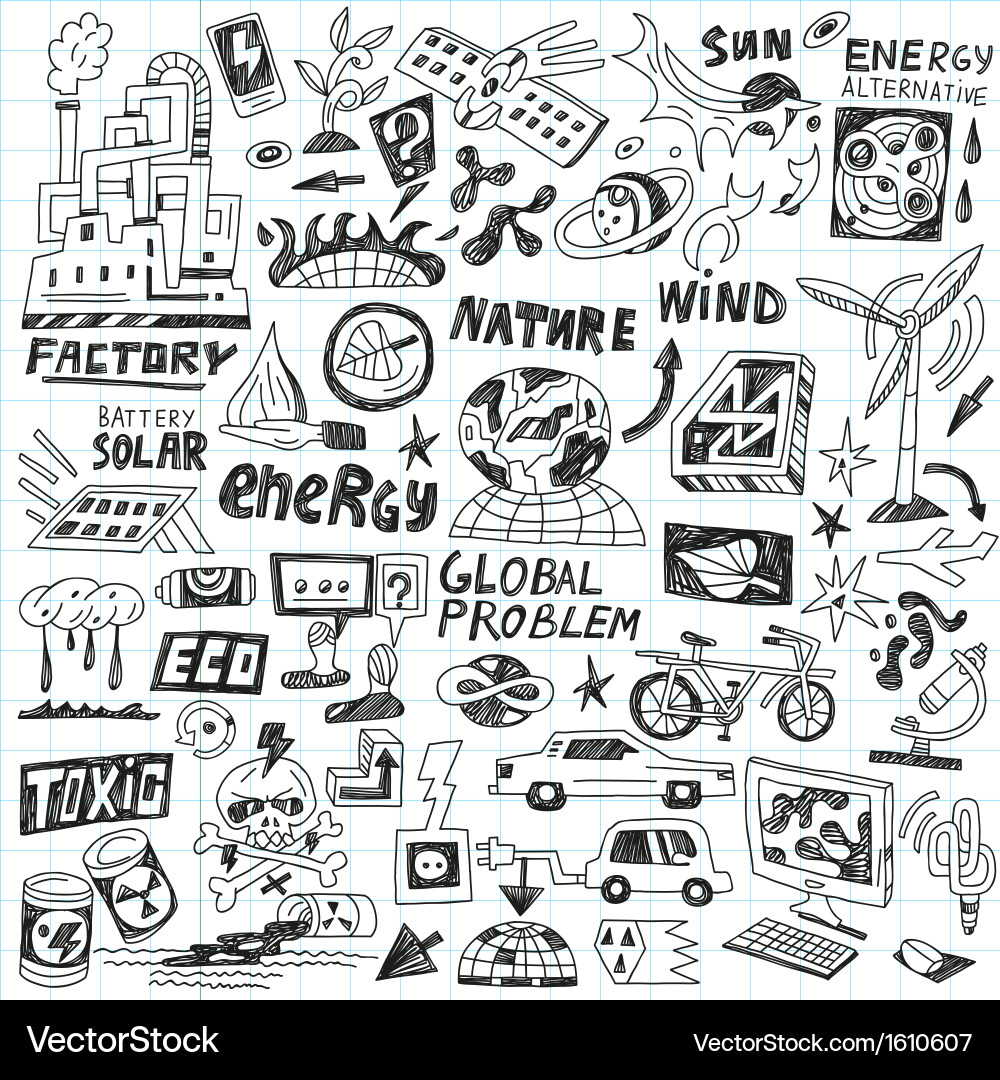 Ecology - doodles set Royalty Free Vector Image