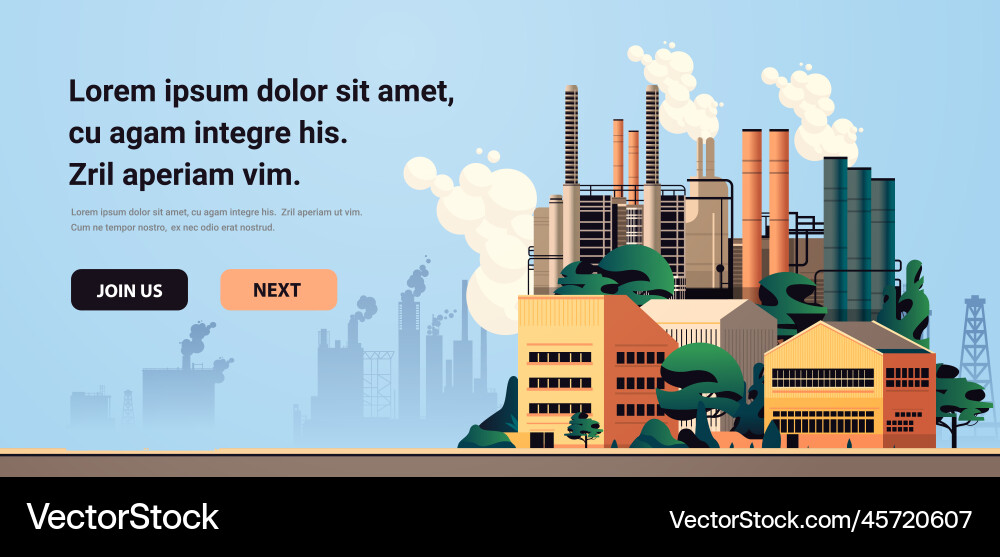 Energy generation plant with chimneys electricity Vector Image