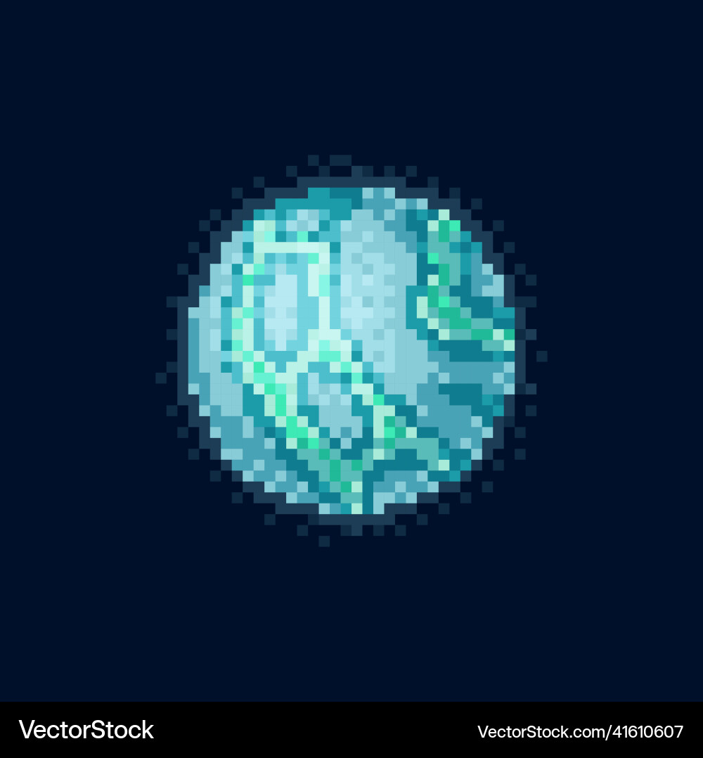 Fantasy planet lunar celestial body pixel art icon