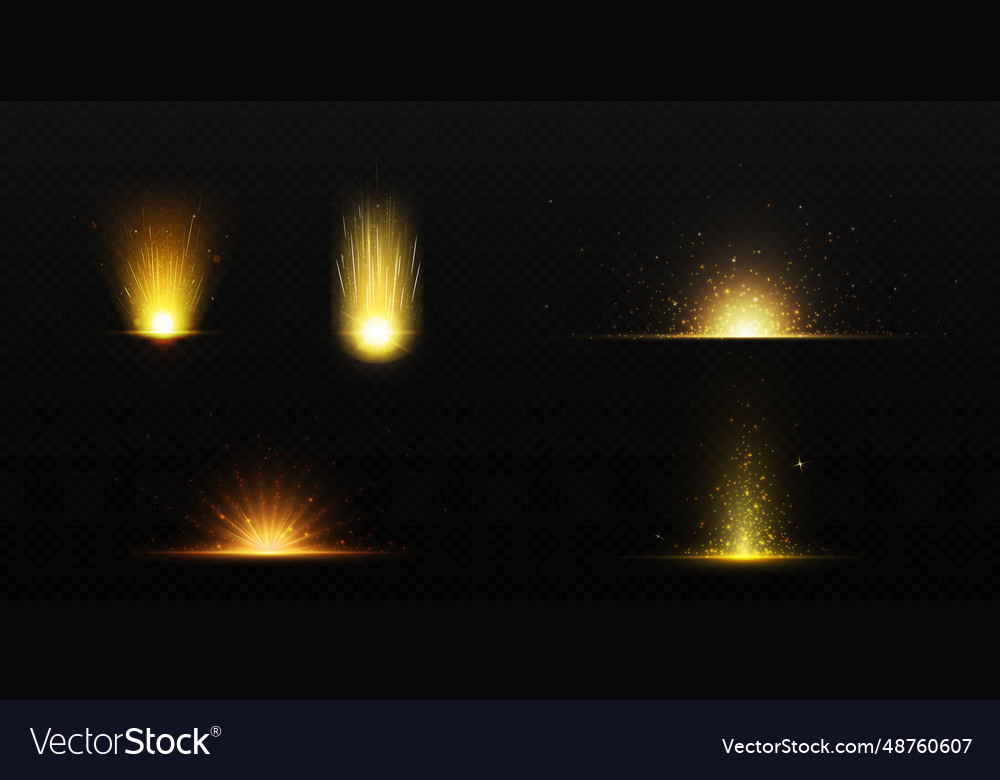 Golden explode glow effect - shine light rays Vector Image