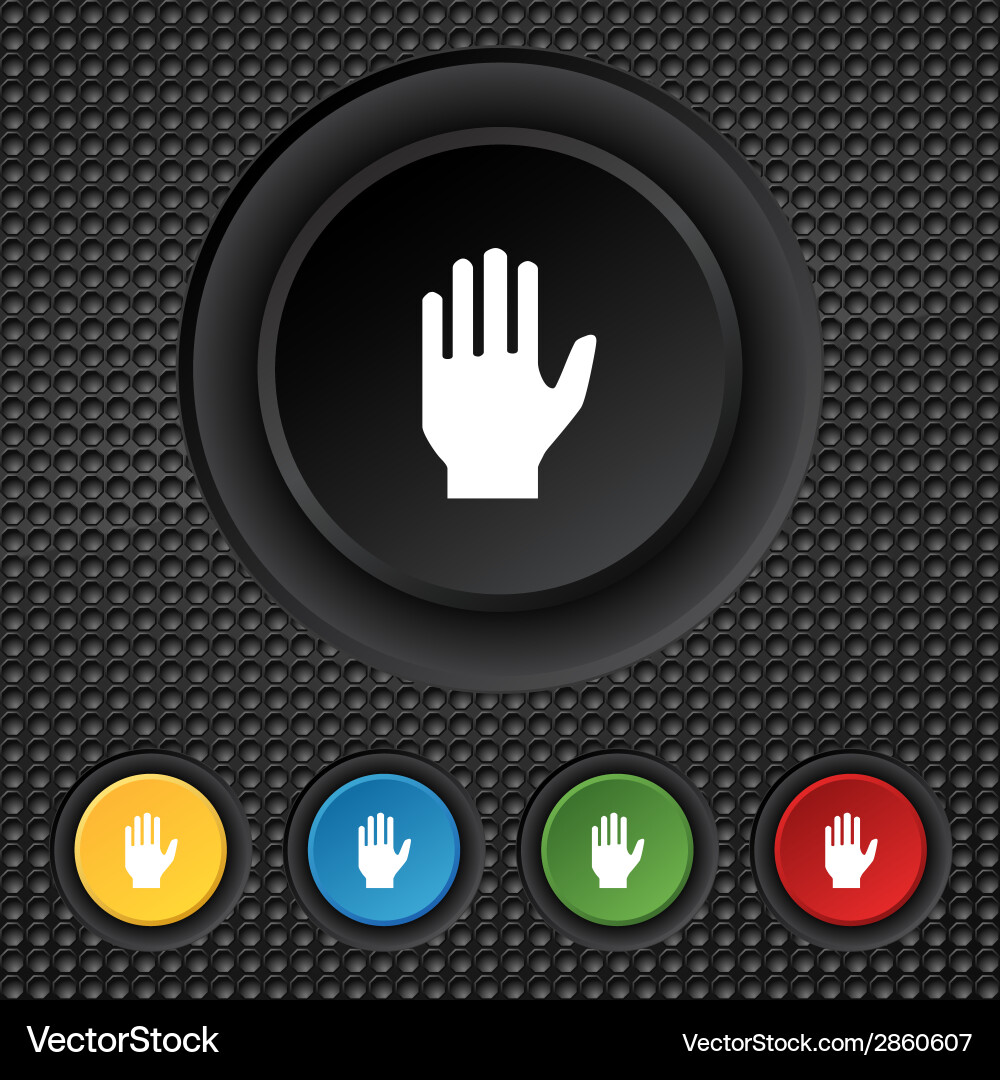 Hand print sign icon stop symbol set colour Vector Image