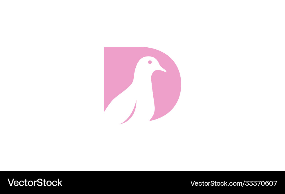 Letter d or initial d for doves or pigeon bird Vector Image