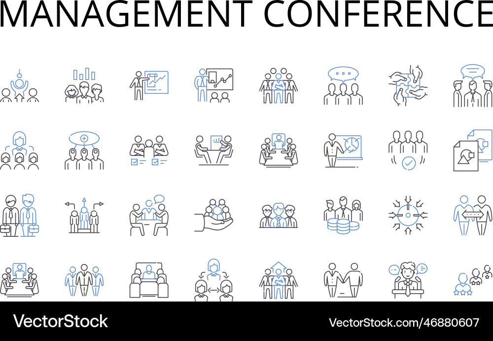 Management conference line icons collection Vector Image