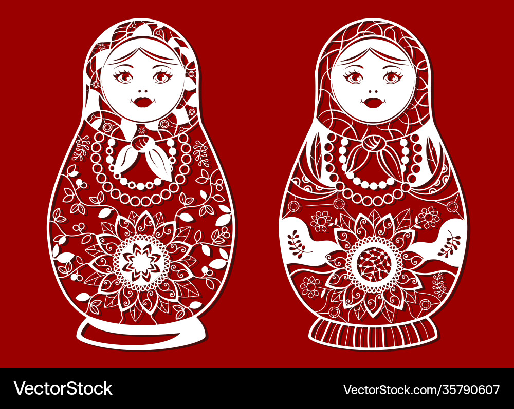Matryoshka on red background for laser cutting Vector Image