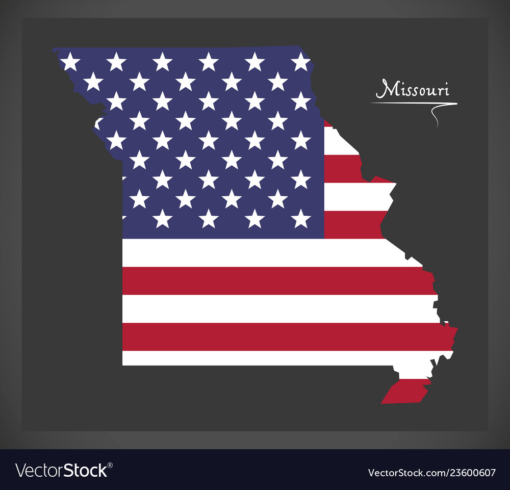 Missouri map with american national flag Vector Image