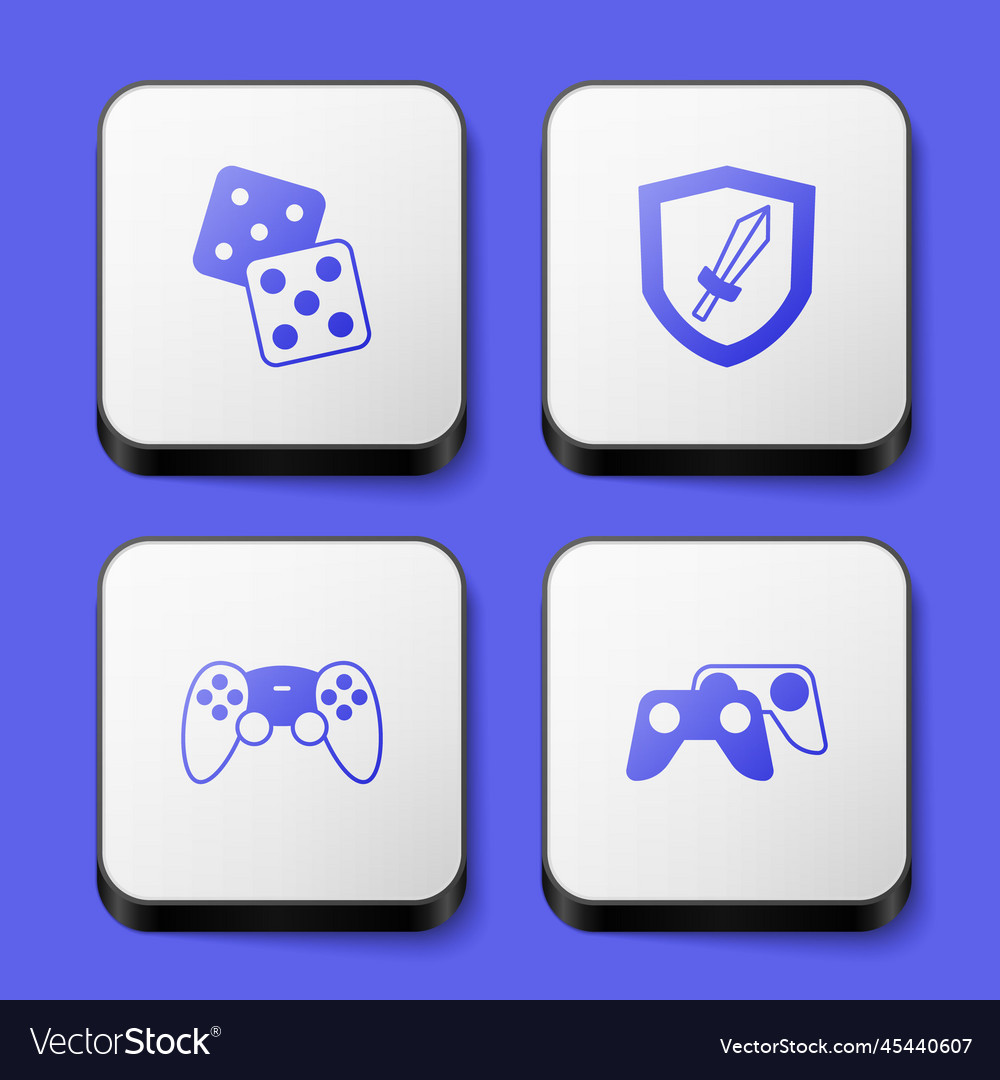Set Game Dice Sword For Game Controller Joystick Vector Image