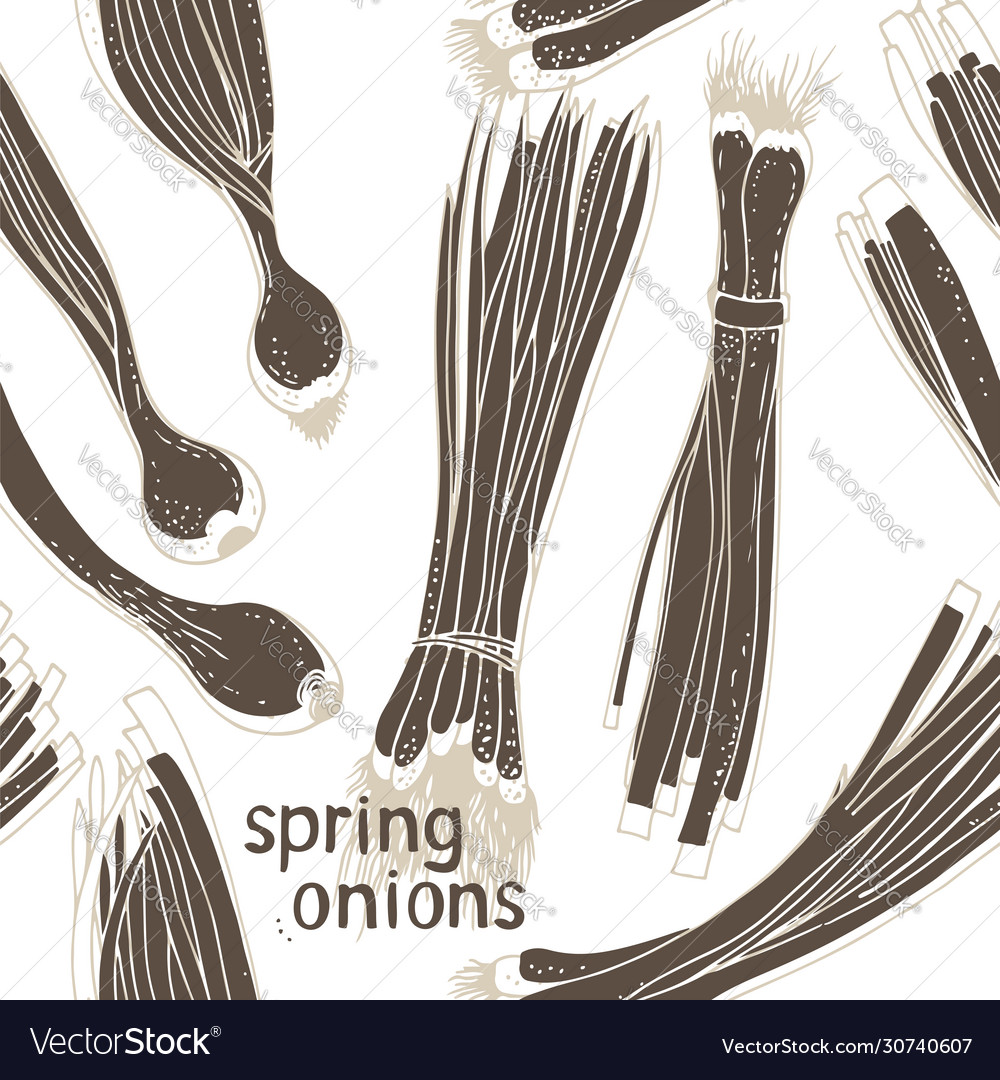Spring onions pattern seamless vegetable Vector Image