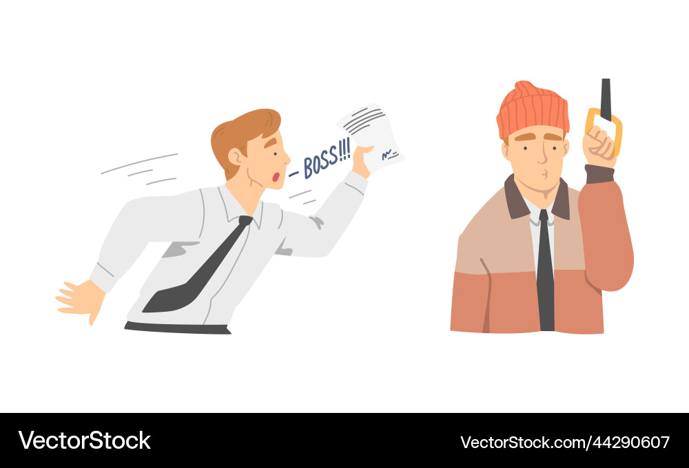 Young man daily routine set businessman working Vector Image