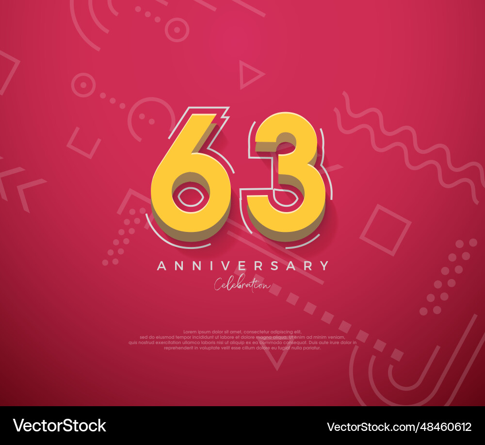 63rd anniversary with a cartoon design Royalty Free Vector