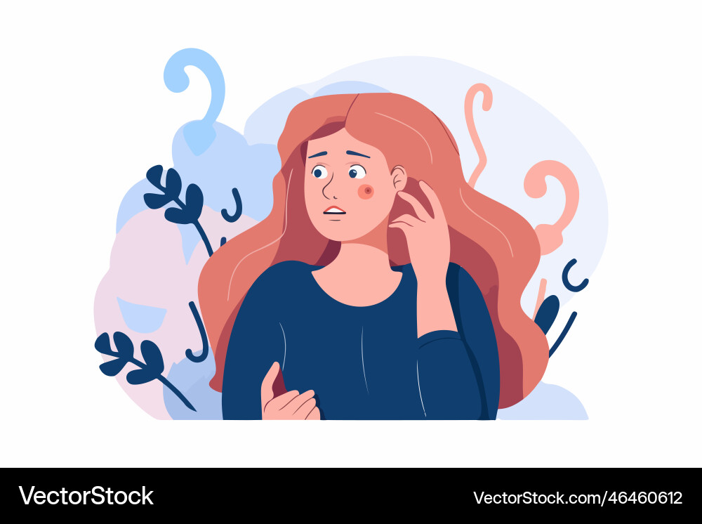 A girl searching for solutions and creating ideas Vector Image