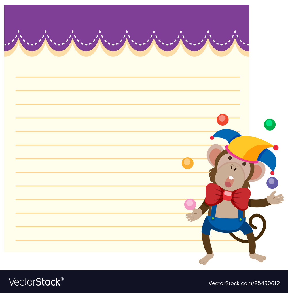 A monkey on note template Royalty Free Vector Image